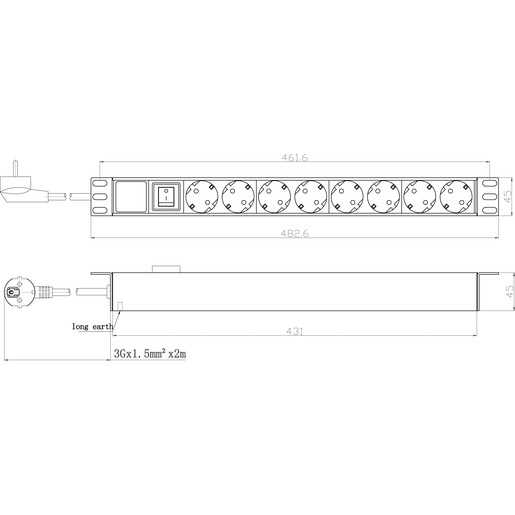 EFB EK631DE.2 | 19 1HE Steckdosenleiste 8 x CEE 7/3 mit Schalter im ...