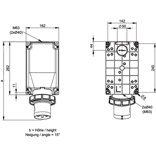 PCE 545-6 | CEE-Wandgerätestecker 125A 5p 6h IP66/67 Power Twist | Schäcke